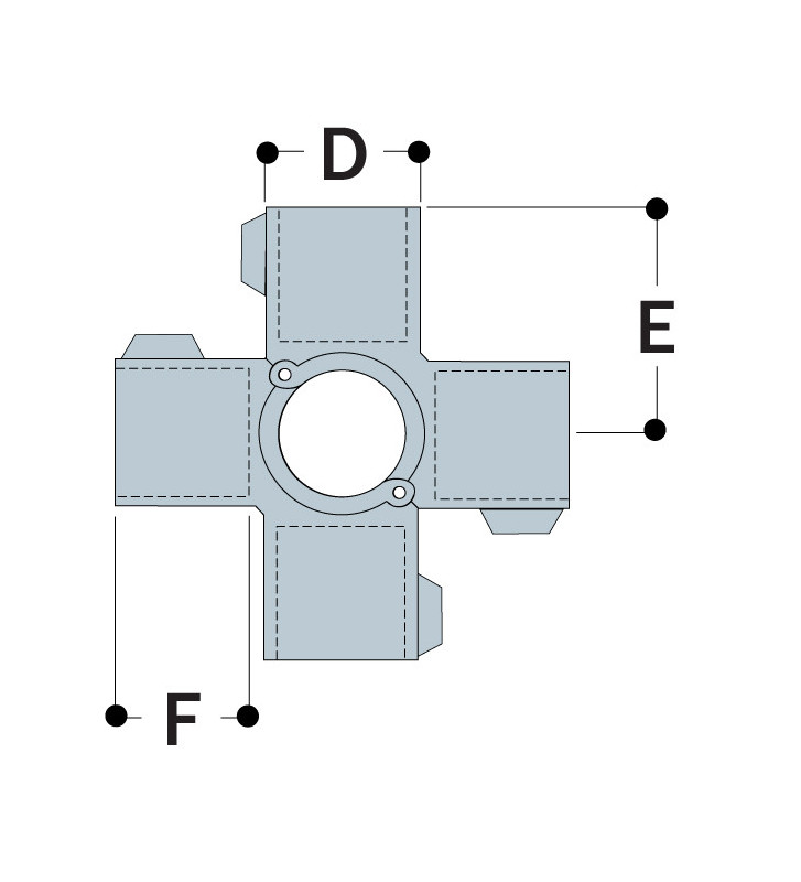 Split four-socket crosspiece A40-8 - 48.3 mm