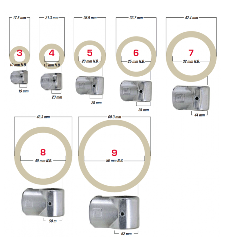 Swivel socket vertical handle M50-9 - 60.3 mm